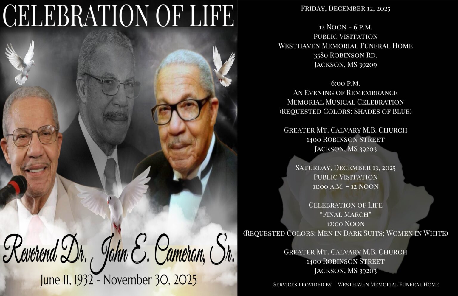 Official Press Release: Celebration of life for Reverend Dr. John E ...